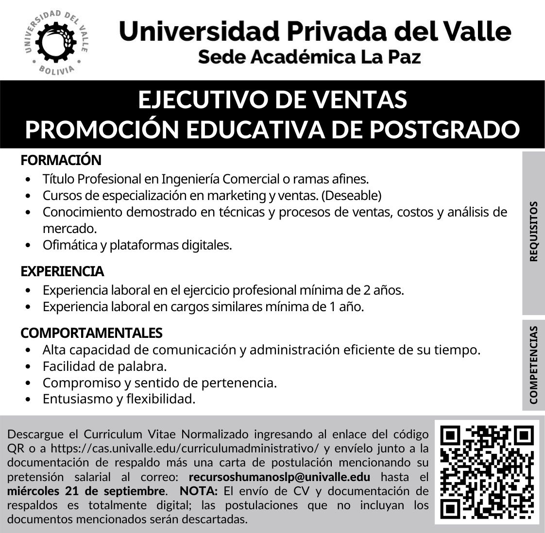 EJECUTIVO DE VENTAS PROMOCIÓN EDUCATIVA DE POSTGRADO | Trabajando Bolivia