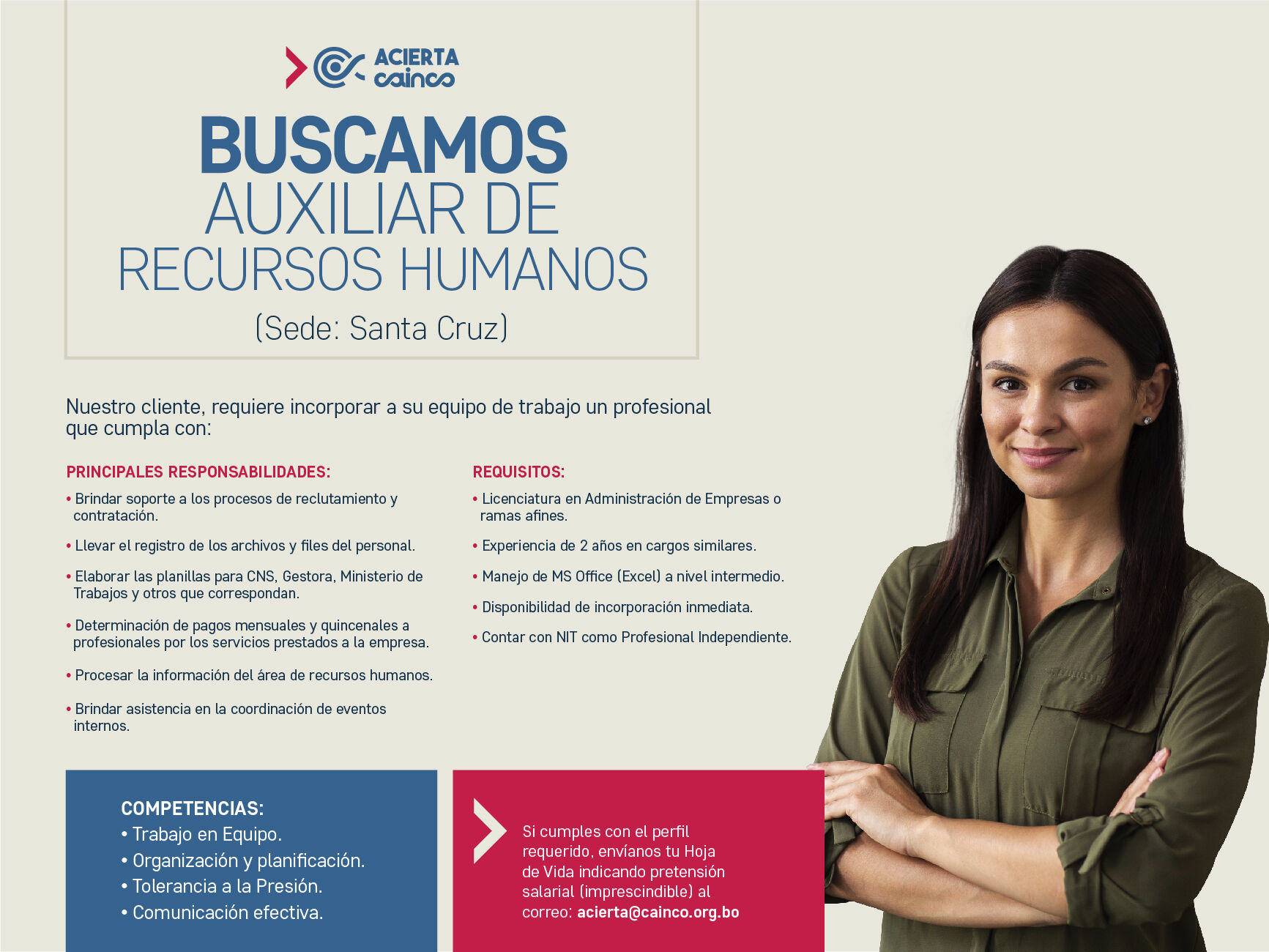 AUXILIAR DE RECURSOS HUMANOS | Trabajando Bolivia