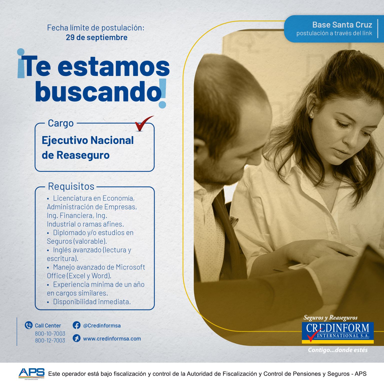 EJECUTIVO NACIONAL DE REASEGUROS | Trabajando Bolivia