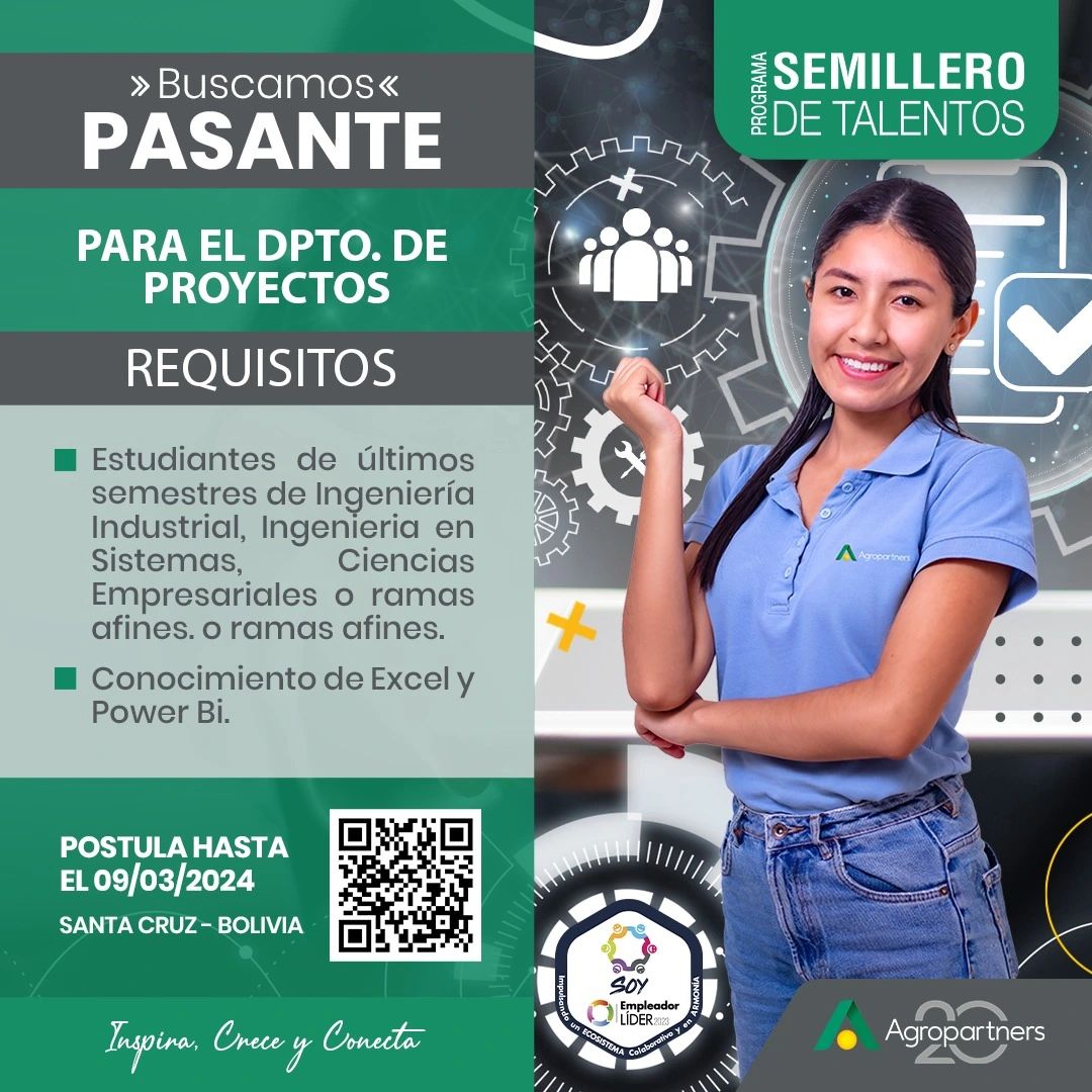 PASANTE PARA EL DPTO. DE PROYECTOS | Trabajando Bolivia
