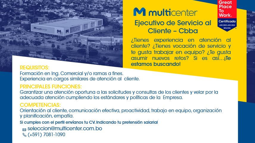 EJECUTIVO DE SERVICIO AL CLIENTE | Trabajando Bolivia