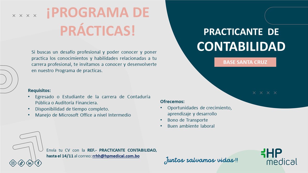 PRACTICANTE DE CONTABILIDAD | Trabajando Bolivia