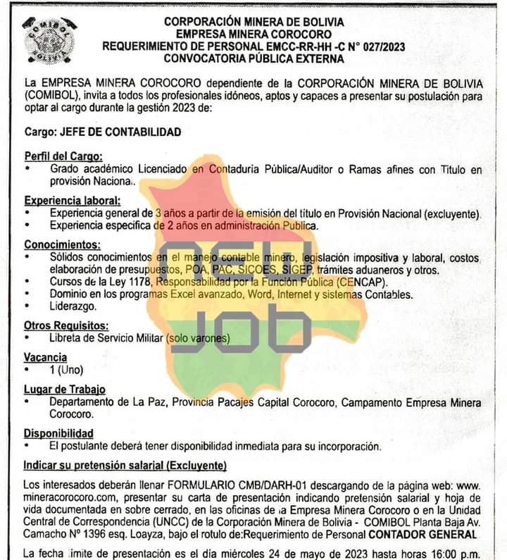 JEFE DE CONTABILIDAD | Trabajando Bolivia