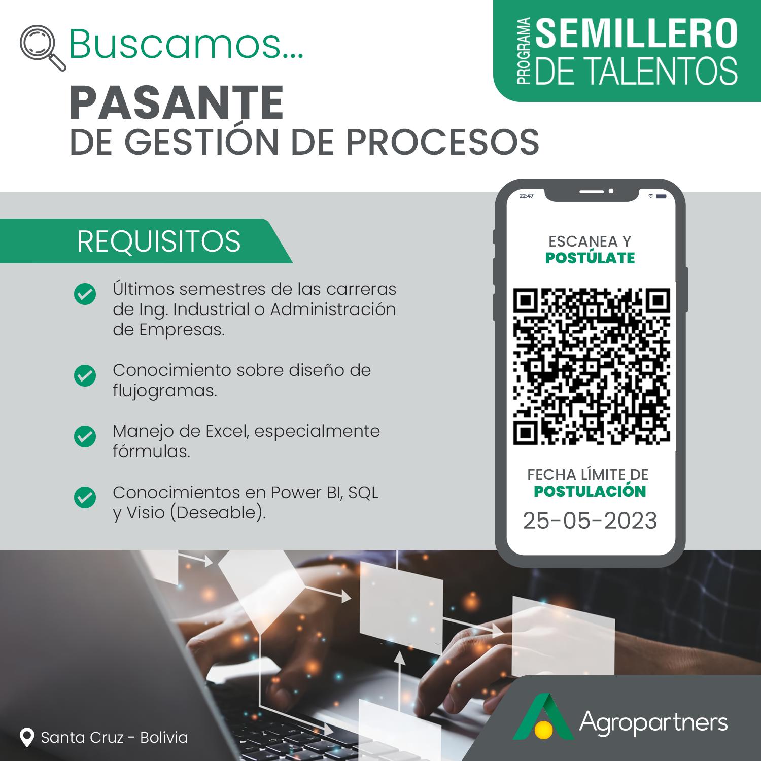 PASANTE DE GESTIÓN DE PROCESOS | Trabajando Bolivia