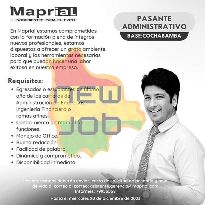 PASANTE ADMINISTRATIVO | Trabajando Bolivia