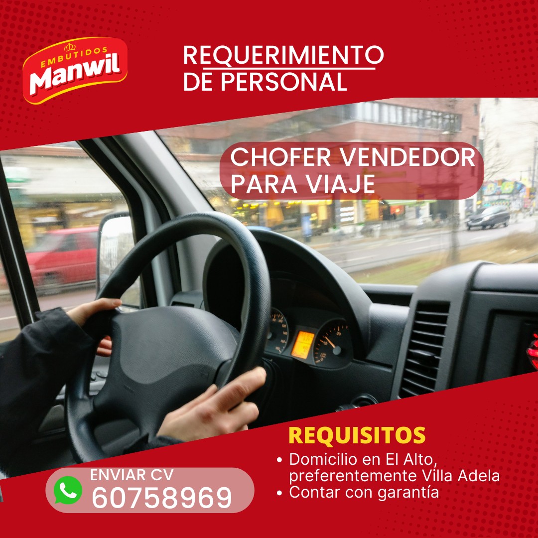 CHOFER VENDEDOR PARA VIAJE | Trabajando Bolivia