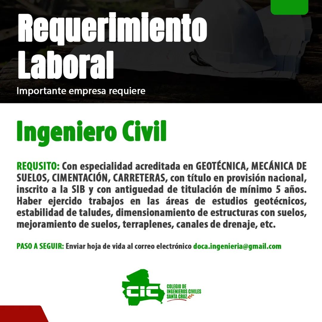 INGENIERO CIVIL | Trabajando Bolivia