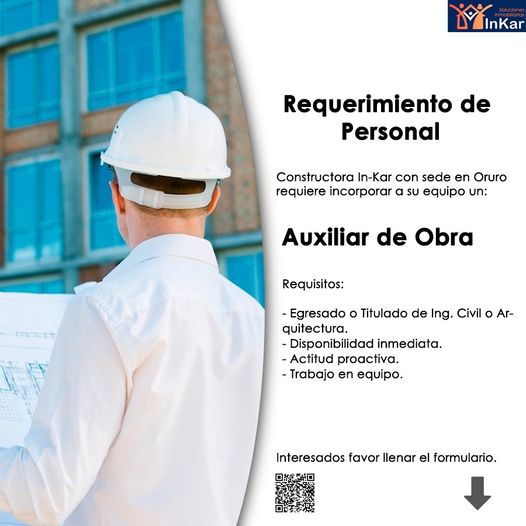AUXILIAR DE OBRA | Trabajando Bolivia