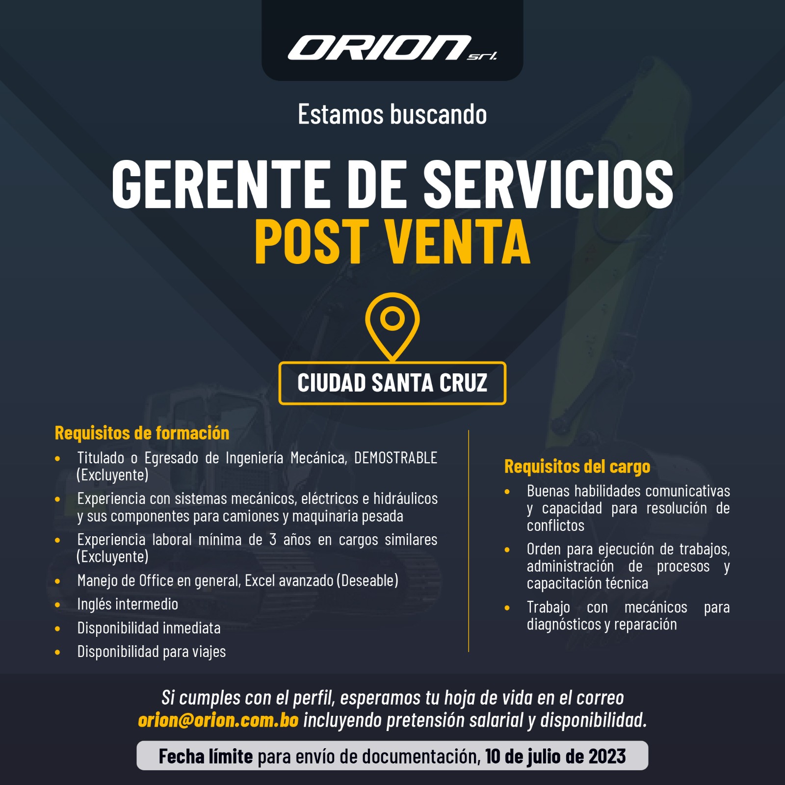 GERENTE DE SERVICIOS POST VENTA | Trabajando Bolivia