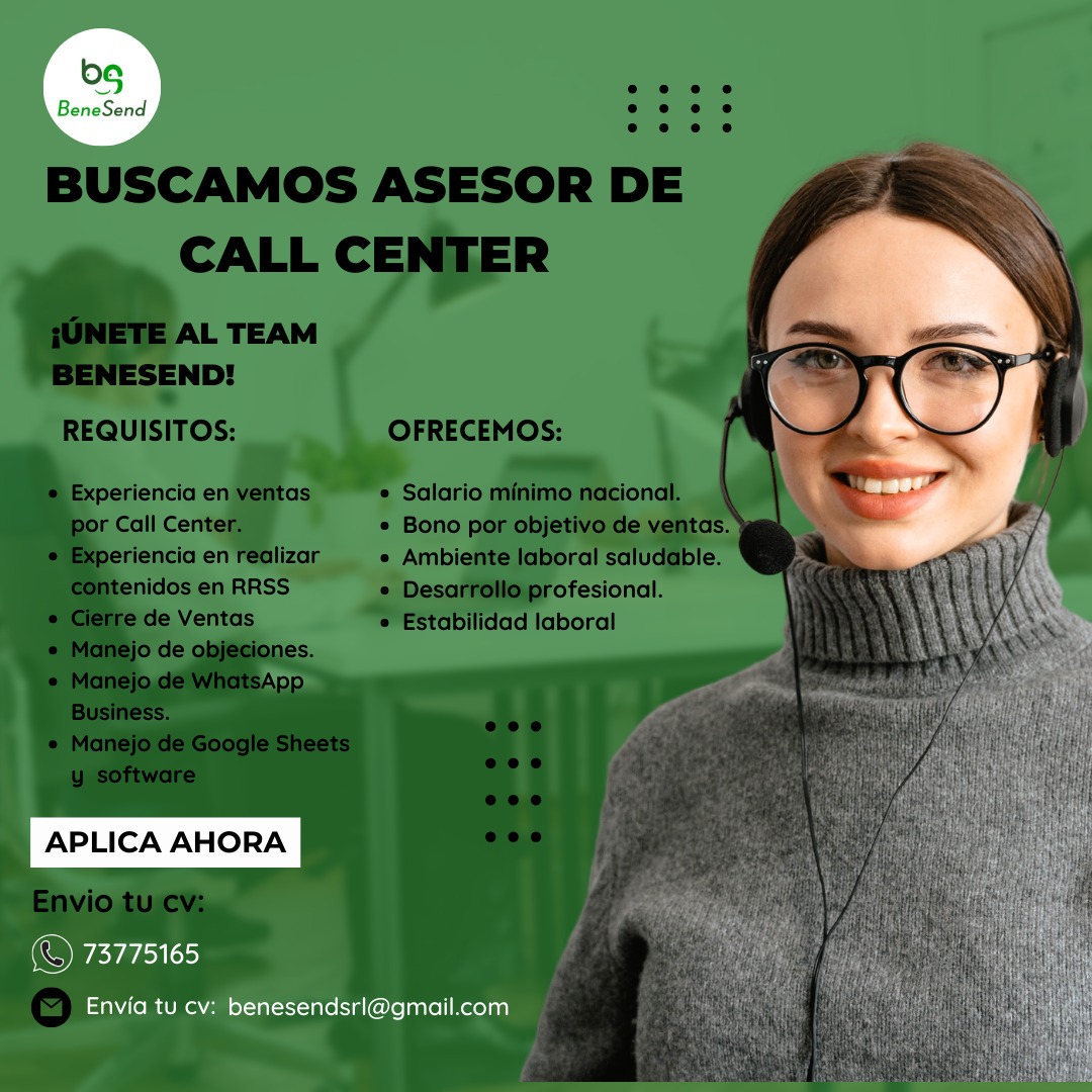 ASESOR COMERCIAL CALL CENTER | Trabajando Bolivia
