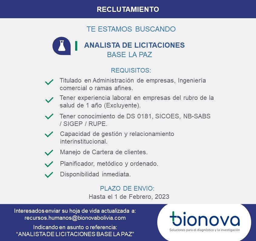 ANALISTA DE LICITACIONES | Trabajando Bolivia